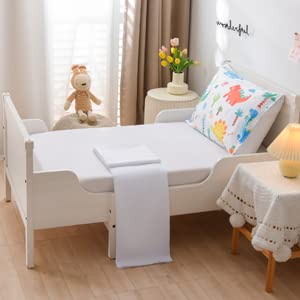 PHANTASIM Dinosaur Theme Print Toddler Bedding Set-Kids Bedding Set 4 Piece Toddler Bed Sheet Set - Standard Size Includes Comforter, Flat Sheet, Fitted Sheet and Pillowcase for Girls and Boys
