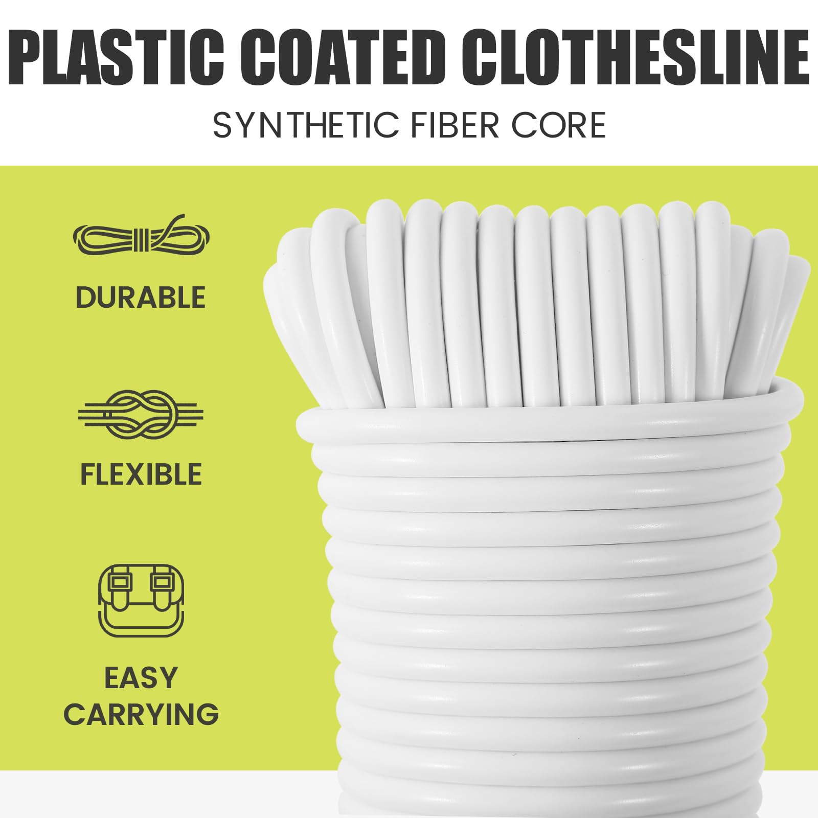 SDLTHR 100ft Plastic Coated Clothesline-Synthetic Fiber Core-Clothes Rope Camping Utility Good for Tie