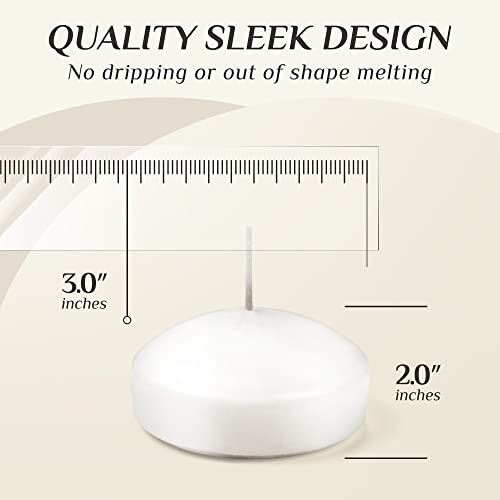TRINIDa Floating Candles 3 Inch 12 Pack White Candle Set, 8+ Hours Burn Time – Premium Quality, Smokeless & Dripless Smooth Flame– Beach, Wedding, Party Accessory & Home Decor