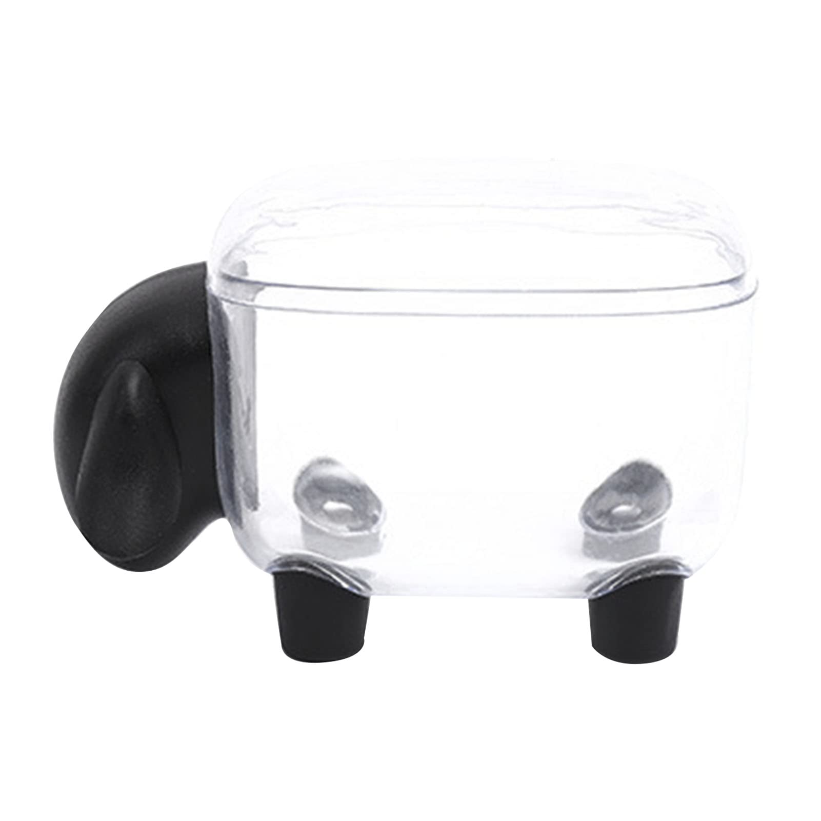 Sheep Design Cotton Swab Holder & Toothpick Box Transparent Organizer for Home Decor with Storage Container (Black)