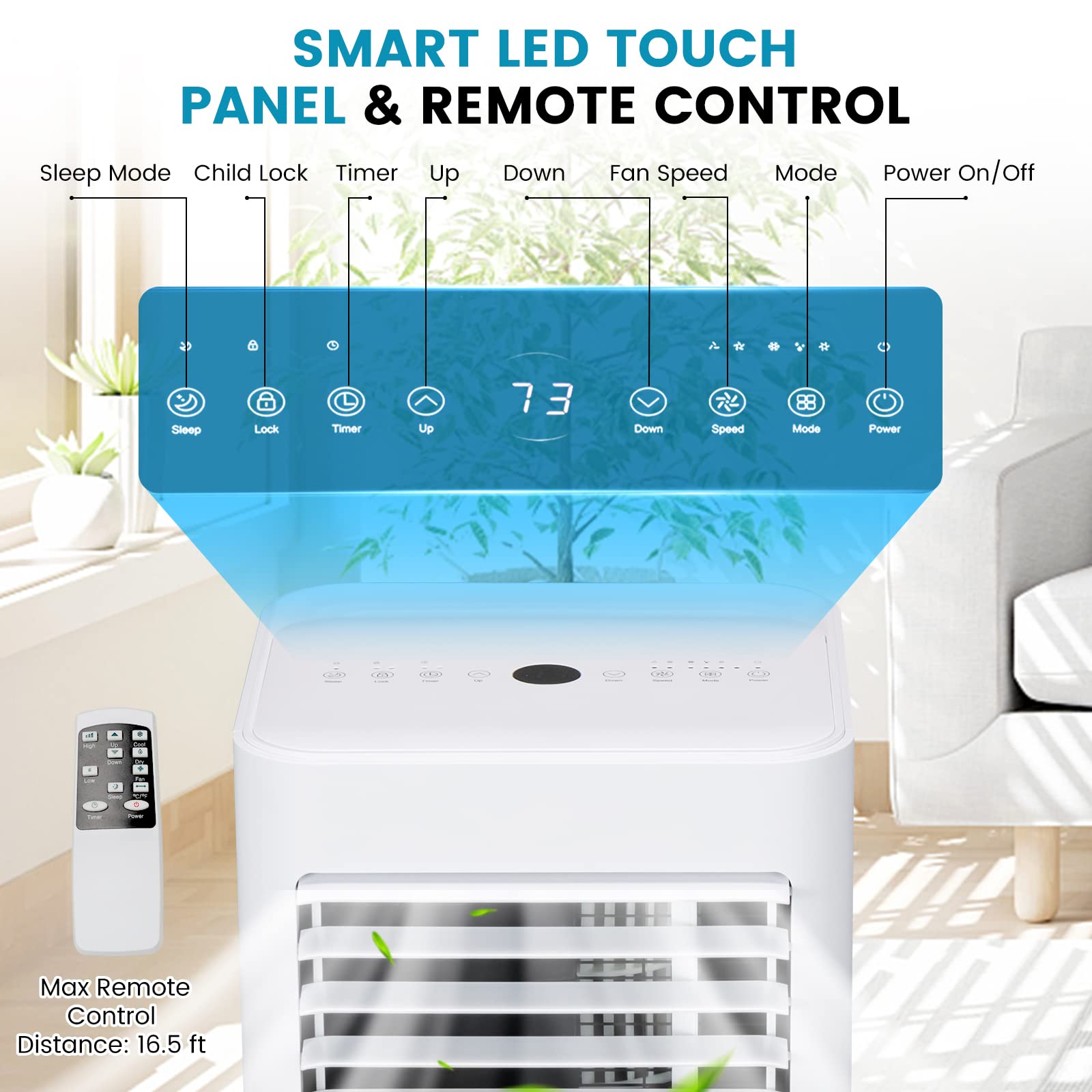 PETSITE 8000 BTU Portable Air Conditioner, 3 in 1 AC Cooling Unit with Remote Control, Dehumidifier, Sleep Mode, Window Kit, Personal AC Unit for Bedroom