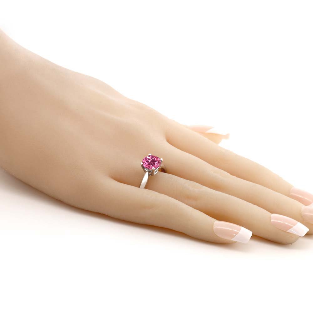 Gem Stone King 925 Sterling Silver Round 7MM Gemstone Birthstone Solitaire Engagement Ring | Wedding Engagement Anniversary Promise Ring For Women