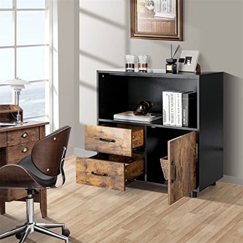 SEASD Two-Door Kitchen Storage Cabinet Buffet Sideboard with Drawers Shelf Furniture