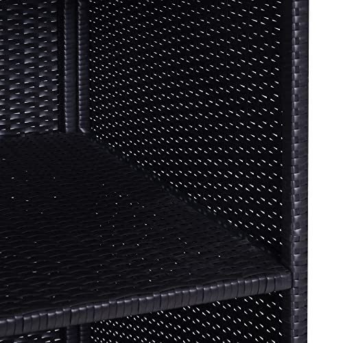 Outsunny Valet Pool Towel Rack, Waterproof PE Plastic Rattan Wicker Storage Organizer, Indoor Outdoor Spa, and Hot Tub Accessory Storage, 2 Shelves, 1 Basket Drawer, Espresso
