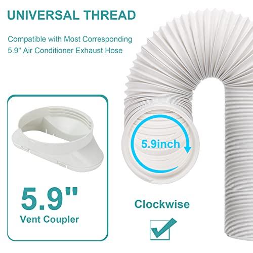 Portable Air Conditioner Window Vent Kit with Coupler, Adjustable Vertical or Horizontal Window Sliding Seal Plates for AC Unit, Suitable for 5.9 inches Exhaust Hose