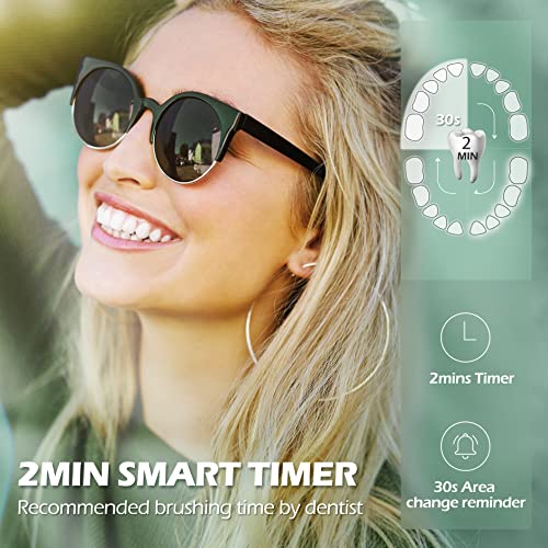 PHIPRIME Electric Toothbrush for Adults, 8 Brush Heads Sonic Electric Toothbrushes, 40000 VPM Deep Clean, 5 Modes Rechargeable Toothbrushes, 3 Hours Charge Last 30 Days (Black)