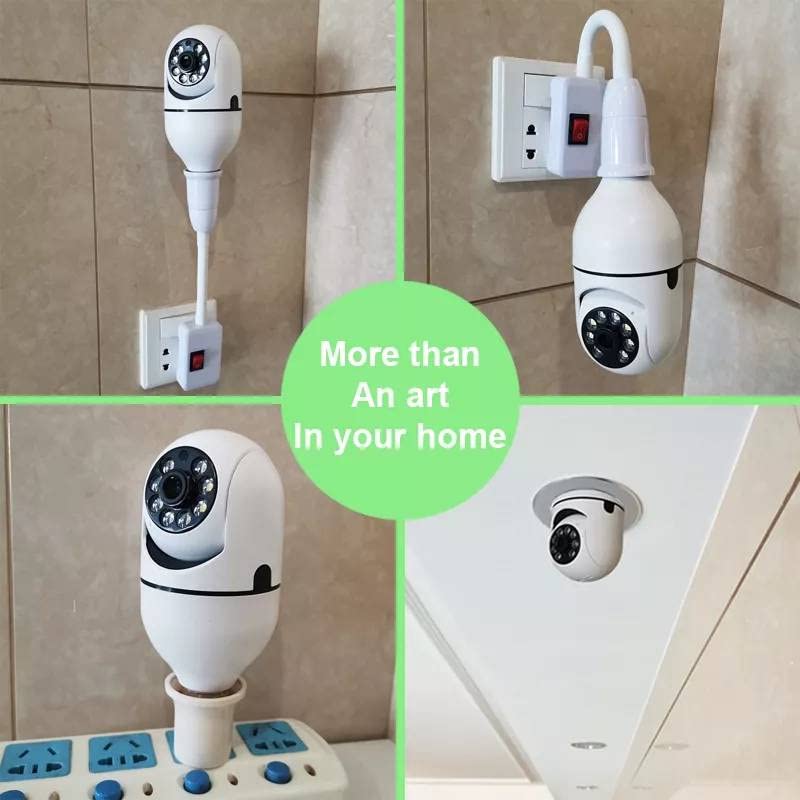 Set of Two Dibidup 360 Degree Security Cameras, 2.4G WiFi Light Bulb Camera, 1080p Home Security Surveillance Camera, Motion Detection, Two-Way Audio