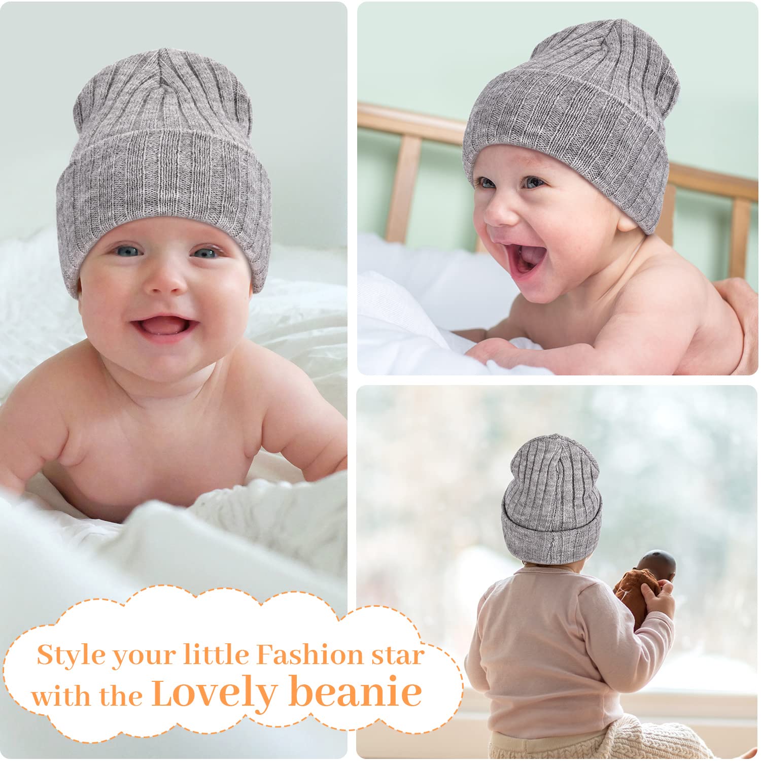 Newborn Winter Beanie Hat,Soft Baby Knit Beanie with Smiley Face for Infant Toddler Boy GILR Winter Warm Hat