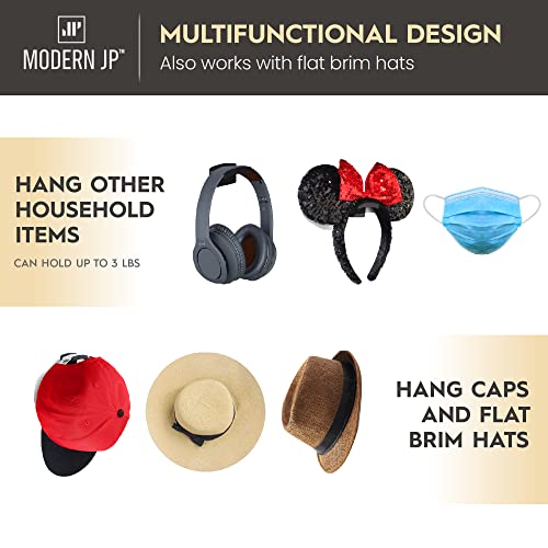 Modern JP Adhesive Hooks for Disney Ears (8-Pack) - Minimalist Disney Ear Holder, No Drilling Headband Holder Design, Strong Hold Headband Organizer - U.S. Patent Pending, Black