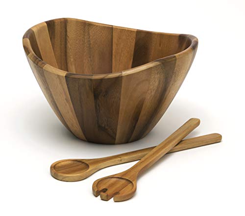 Lipper International Acacia Wave Bowl Set with Servers, 162.31 fluid ounces