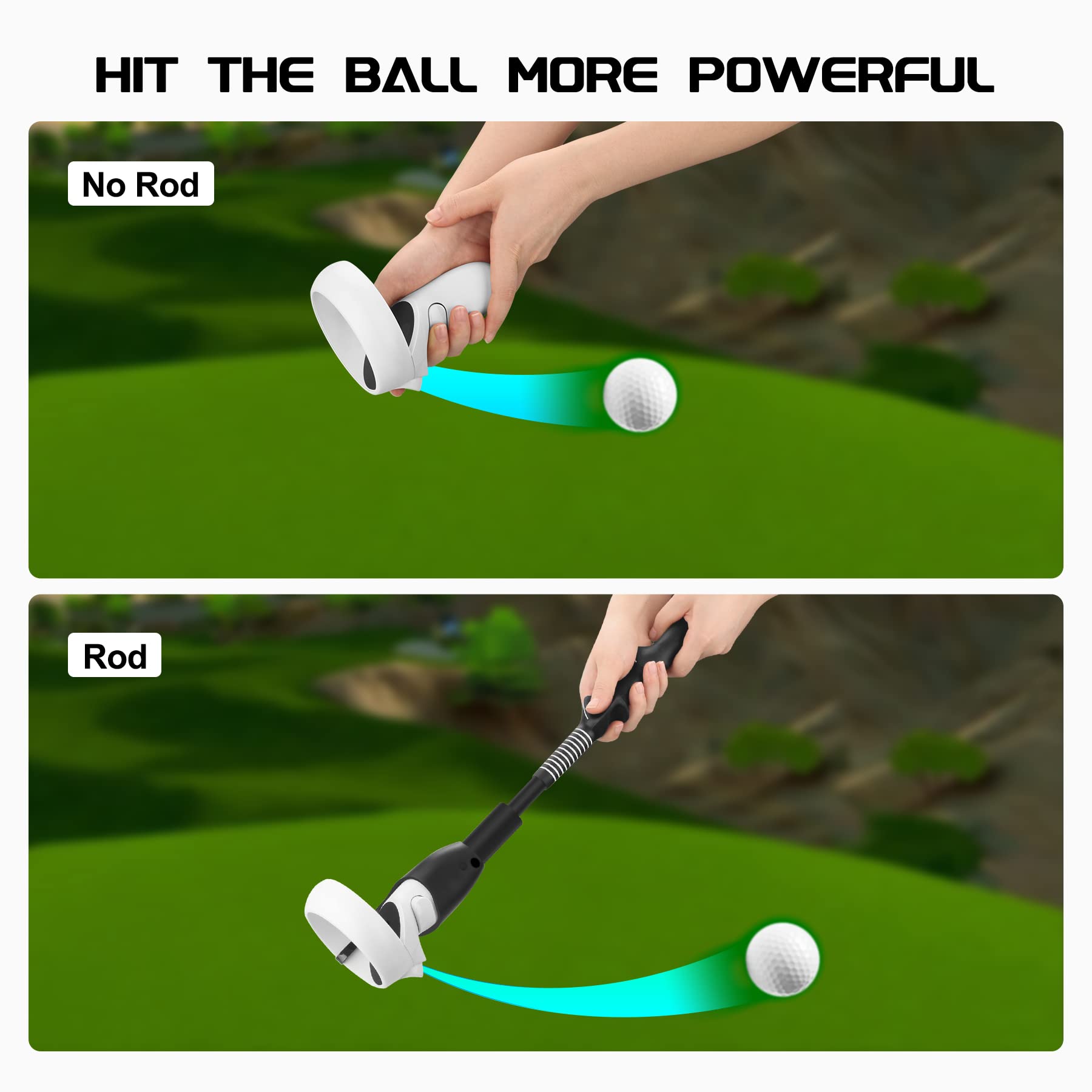 MASiKEN VR Extension Handle For Meta/Oculus Quest 2 Golf Club - Longer Controller Accessories With Real Golf Grip, Realism Waving Golf Adapter In VR Quest 2 Games (Right Controller)