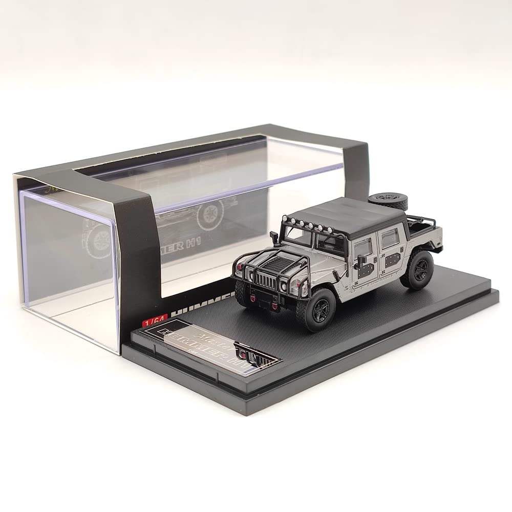 Master 1:64 Scale Hummer H1 Pickup Truck Shelf Diecast Toys Car Models Collection Gifts (Grey)