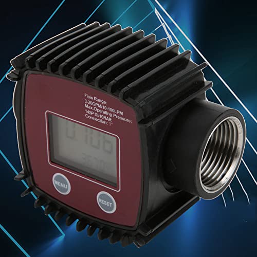 Oil Counter Gas Thread Sensor K25 1in Female Thread Flowmeter Digital Display Water Liquid Flow Sensor 10β100L/MIN(Red)