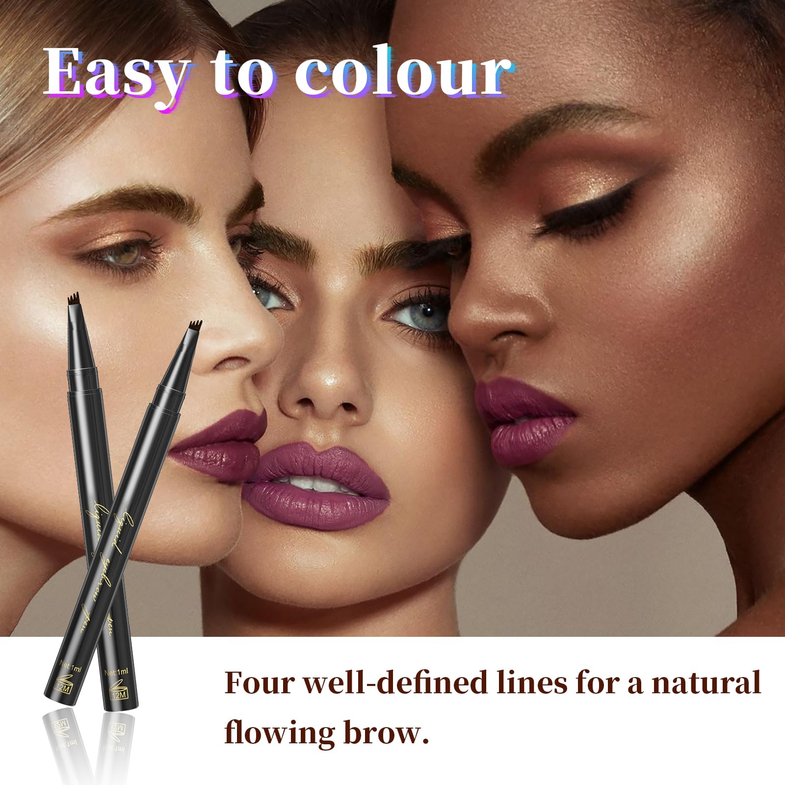 Kairry Eyebrow Pencil,Eyebrow Microblading Pen Liquid Eyebrow Pen Micro 4 Point Brow Pen Long-Lasting,Water-Resistant, Smudge-Proof Fine-Stroke Microblading Pencil Eyebrow Pencil Blak