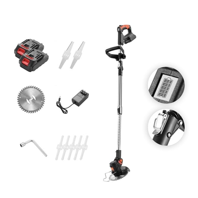 Portable Smart Wireless Electric Lawn Mower Outdoor with Lithium Battery Charger Folding Grass Cutter Garden Tools - (Style: A, Color: Without Scroll Wheel, Plug Type: US)