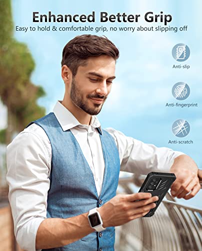 SOiOS for Samsung Galaxy A53 5G Case: with Built-in Screen Protector & Kickstand | Full-Body Dual Layer Rugged Belt-Clip Holster | Heavy Duty Shockproof Protective Phone Cover - 6.5inch - Black