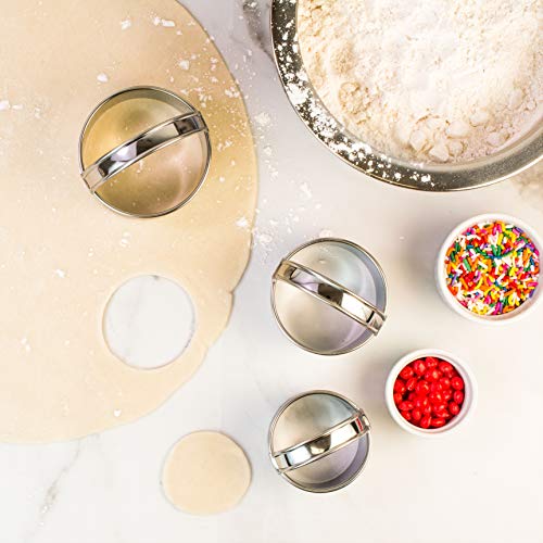 Mrs. Anderson’s Baking Cookie and Fondant Cutters, Stainless Steel, 3-Piece Graduated Round Set with Handles