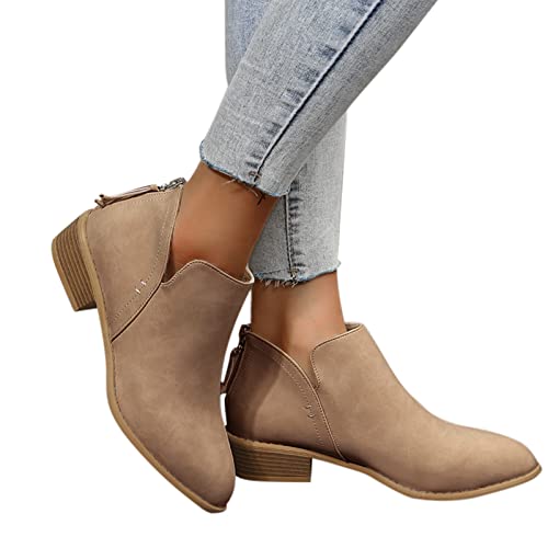 Lovely Nursling Womens Fashion Boots Low Heel Womens Ankle Booties Boots Square Toe Anti-Slip Womens Combat Boots Short Platform Booties