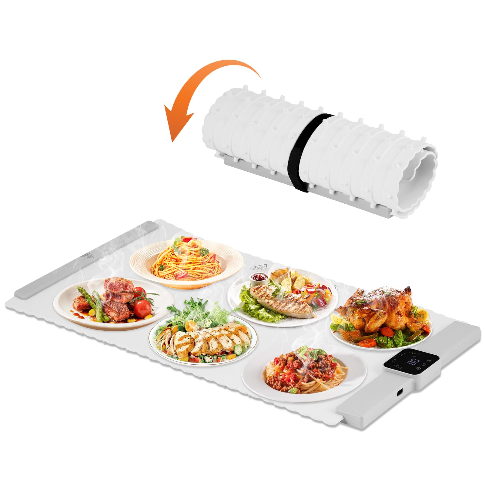 Ymjoinmx Foldable Food Warmer Electric Food Warming Tray 24x15.6in with 60-100℃ Temperature Adjust,4H Timing,Portable Warmer for Home,Picnics, Party, Buffets, etc 110V