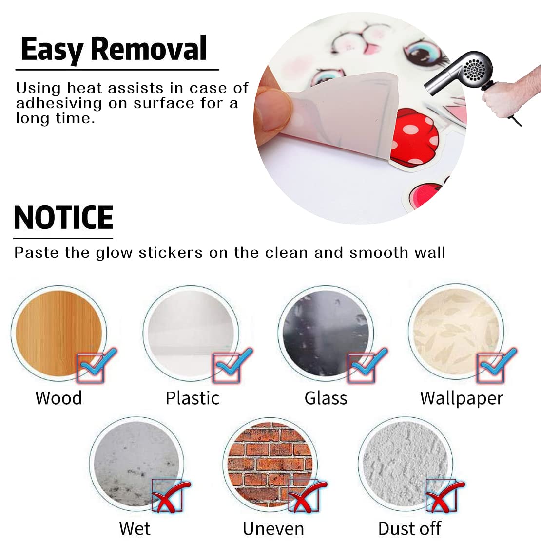 MESU Glow in The Dark Cat Wall Stickers Luminous Ceiling Decals for Nursery Kids Bedroom Decor Cat