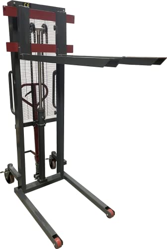 Pake Handling Tools Manual Stacker Hand/Foot Pump Lift Truck - Compact and Easy to Use Hydraulic Lift - 2200 lbs Capacity for Skid/Single Sided Pallet