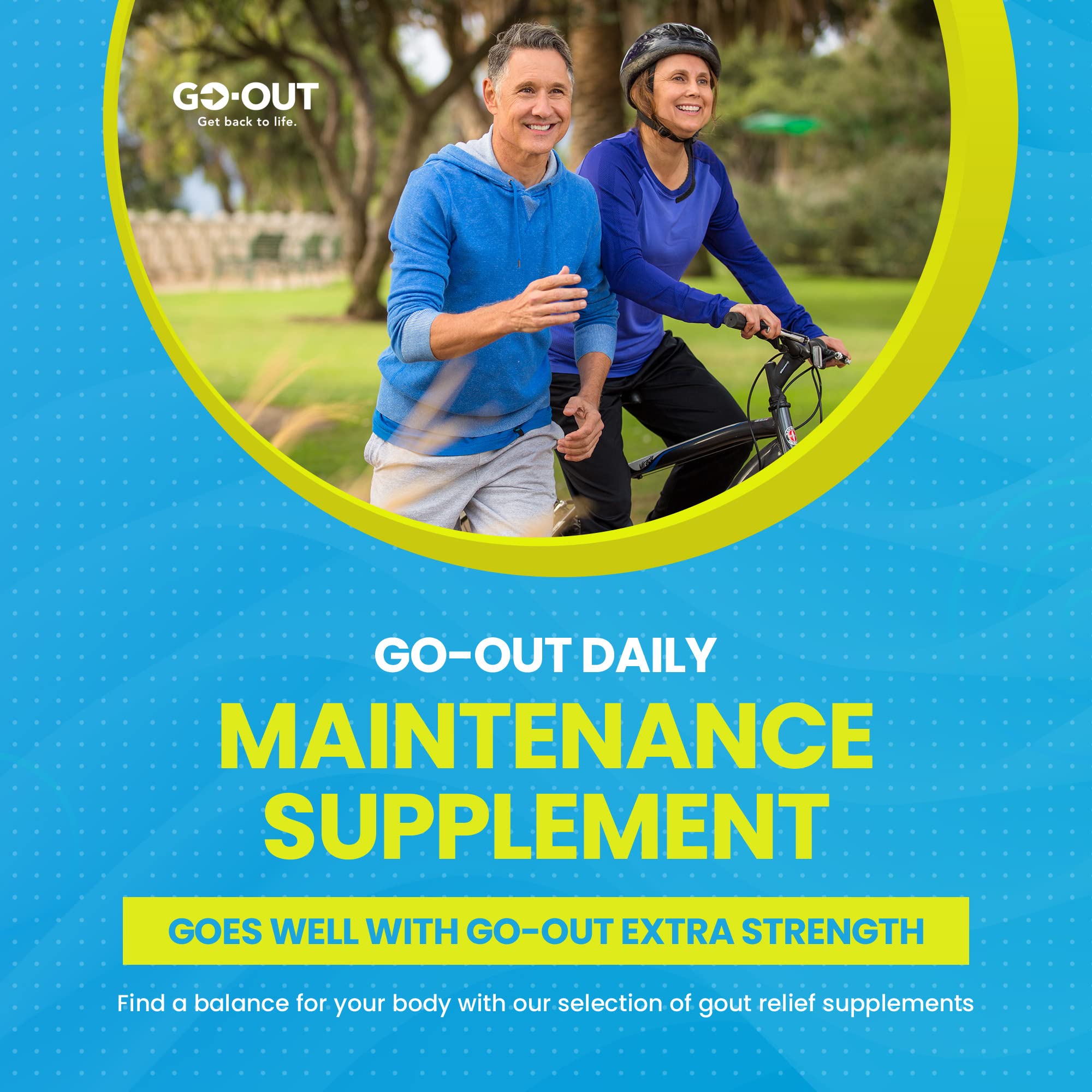 Go Out Daily Maintenance - Natural Uric Acid Support with Tart Cherry, Celery Seed, and Turmeric - Vegan, Non-GMO, Gluten-Free Supplement for Joint Comfort and Healthy Kidney Function 90 Capsules