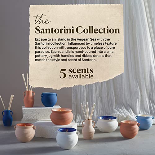 Paddywax Candles Santorini Soy Wax Scented Candle, Ceramic Greek Candle Vase, 8.5 Ounces, Cliff & Hinoki Wood