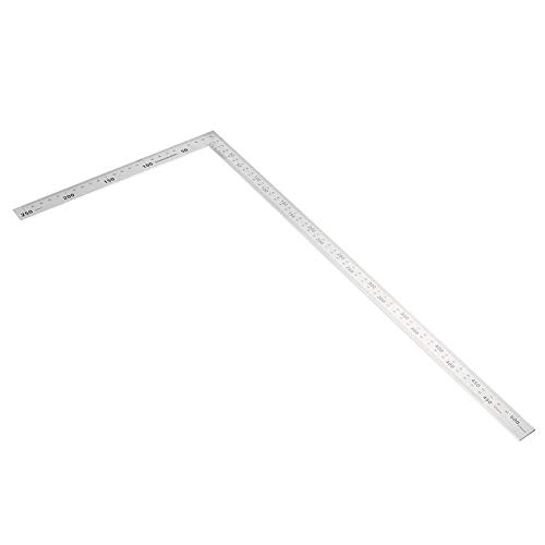 Oumefar L-Shaped Framing Square Stainless Steel 90 Degree Right Angle Square Ruler Carpenter Square Metal Ruler Measurement Square Tool L Shape Ruler Metal Square(500mm*250mm)