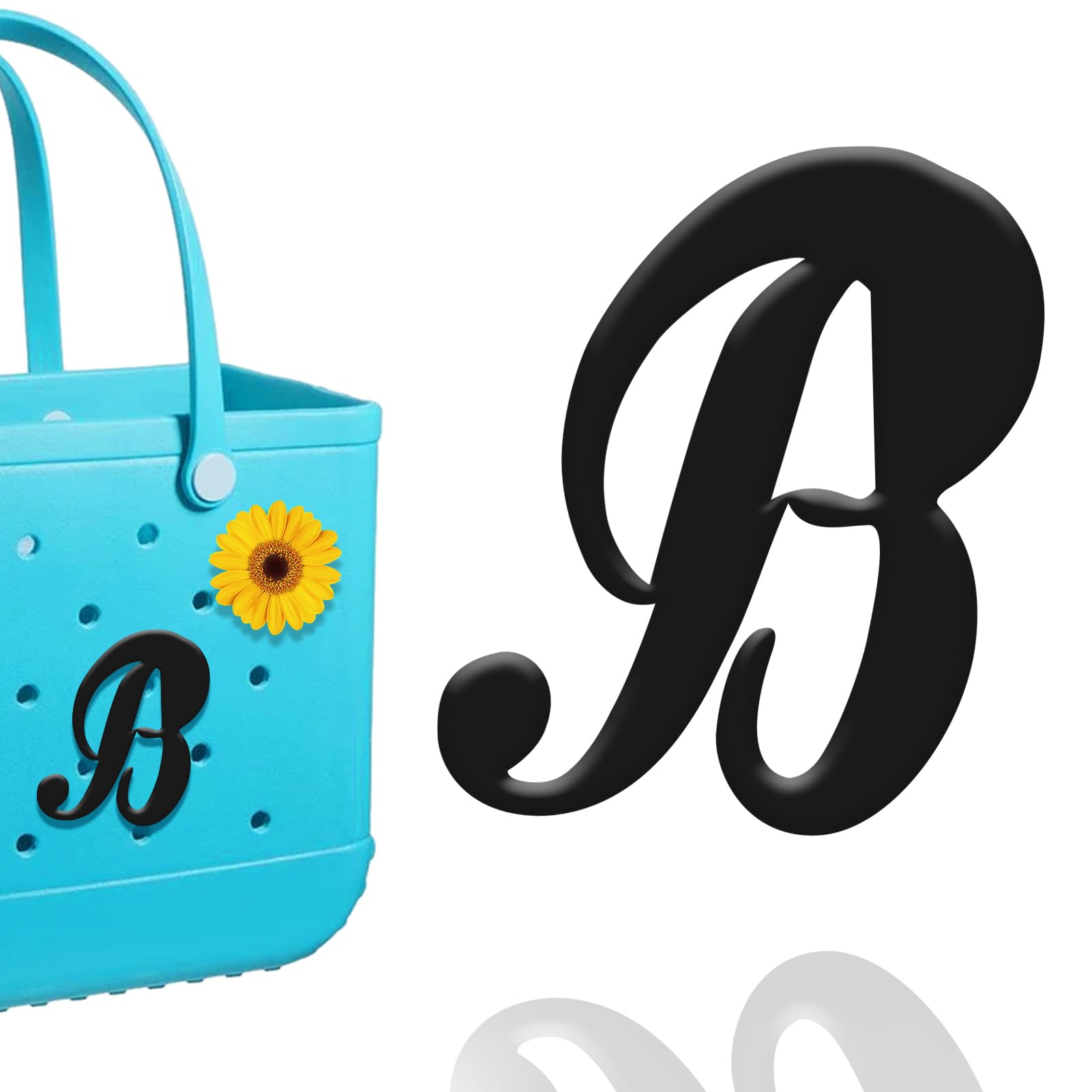 Mity rain Letter Charms for Bogg Bag,Alphabet Lettering Accessories Charms Compatible with Bogg Bag Original All Models, Insert Decorative Letter for Handbag Beach Tote Bag A Black