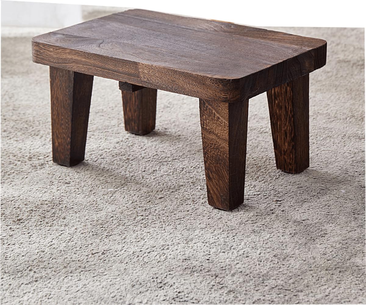 TEMIREN Solid Wooden Bench Household Stool,Living Room Step Stool Short Stool,Coffee Table Stool Shoe Stool,Wooden Plant Stand (11.8 "x7.8 x6.3) (Heavy Carbon)