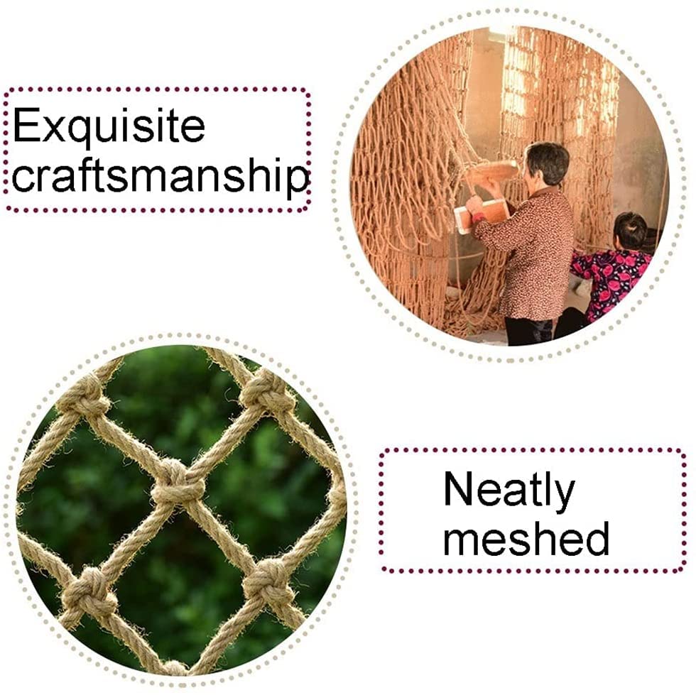 OUYOXI Rope Net for Treehouse, Plants Fence Hemp Rope Netting Children Swing Climbing Safety Net Balcony Railing Protective Net Playground Hammock Cargo Net,8mm / 8cm,Various Sizes (Size: