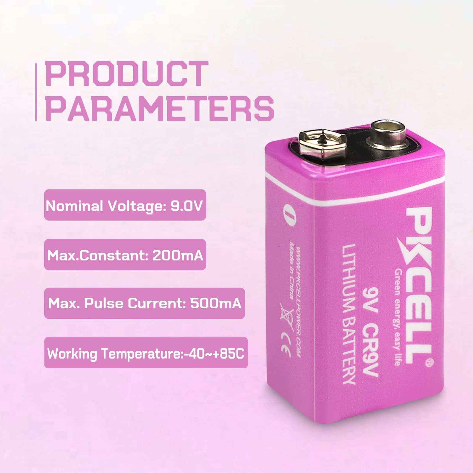 PKCELL CR9V 9 Volt Batteries- 9V Battery 3 Pack for Smoke Detectors Ultralife U9VL U9VL-BP U9VL-J U9VL-X U9VLFP