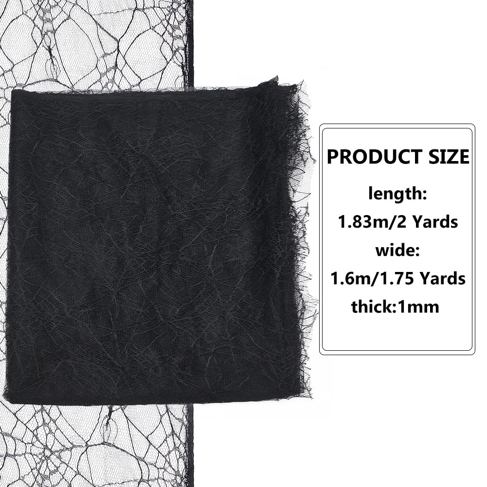 PH PandaHall 70x62 Inch Spider Web Lace Fabric, Black Lace Web Embroidered Lace Sewing Fabric Tablecloth Fabric Lace for DIY Dress Party Overlay Wedding Headwear Curtain Home Halloween Decor