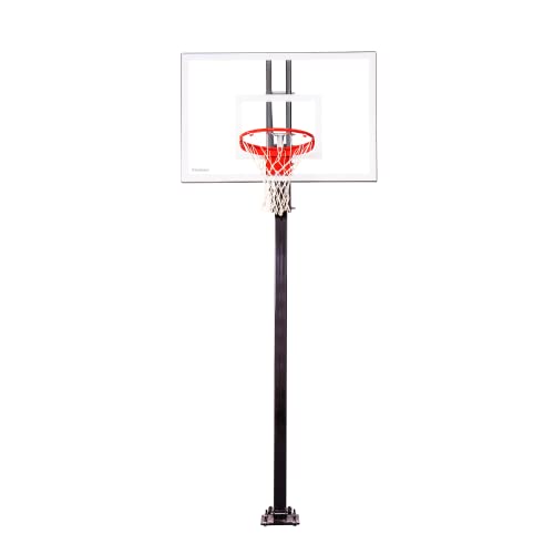 Goalsetter Elite Plus 54β Tempered Glass Backboard In-Ground Basketball Hoop - HD Breakaway Rim, Black (TS44154G3)