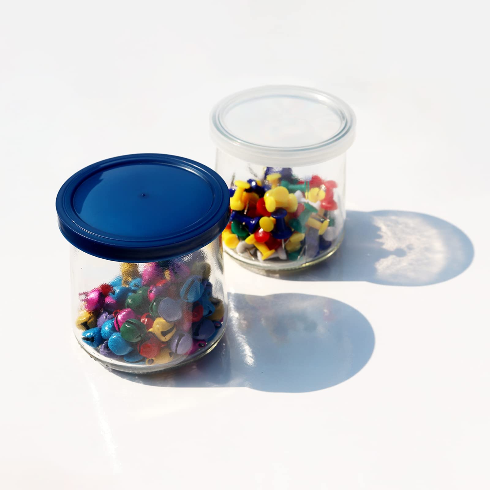 Yogurt Container Lids 24 pack Oui Lids and Bottle Label Not Included Canister Clear Plastic Yogurt Jar Lids Replacement Covers Lids Compatible with Oui Yogurt Jars (Blue)