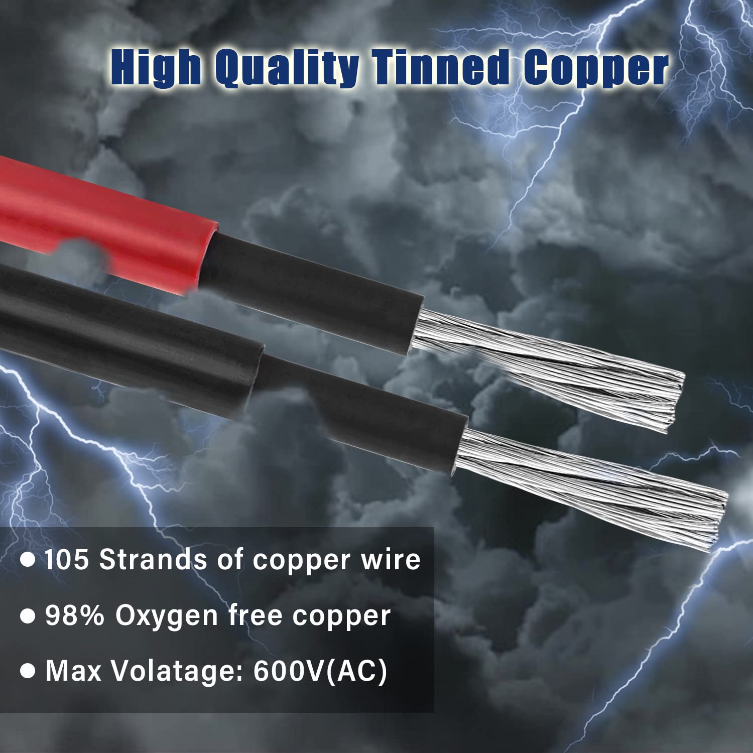 Kimbluth 10 AWG Solar Wire 10FT Red & 10FT Black Tinned Copper Wire, 10 Gauge Solar Panel Cable OFC Oxygen Free Copper Wire for Solar Panel Automotive Trailer Marine Outdoors (Red&Black)