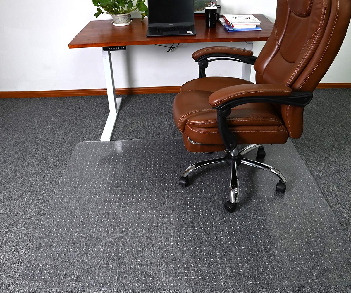 HOMEK Chair Mat for Carpeted Floors, 53β x 45β Transparent Office Chair Mat for Low Pile Carpet, Sturdy Floor Mat for Office Chairs