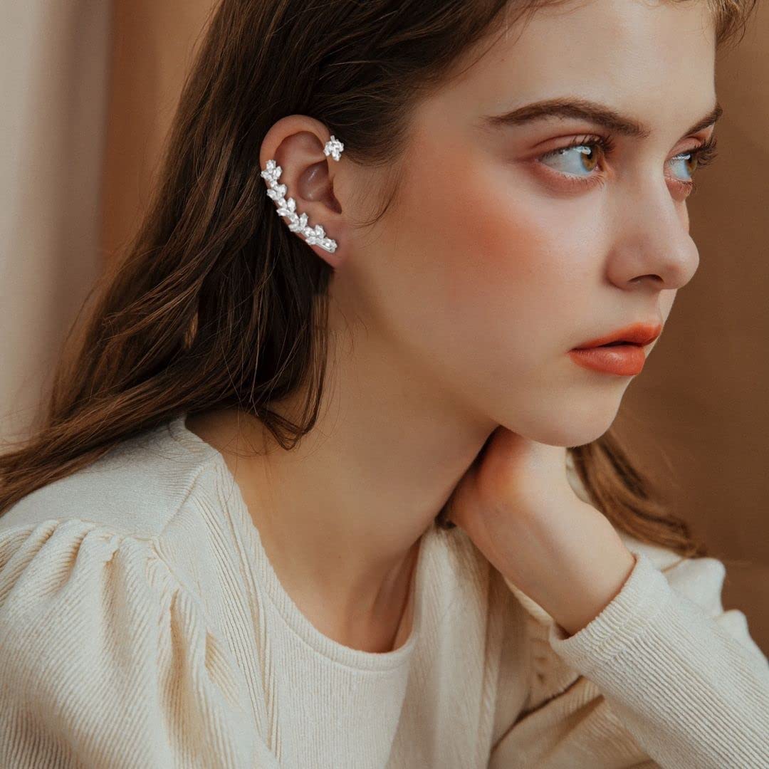 LOREMOW 2 Pair Ear Clips Ear Clip Earrings for Women Clip on Earrings Non Pierced Butterfly Earring Cuff Wrap Earrings Set AS