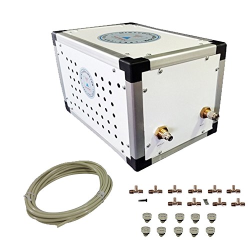 Patio Misting Kit - 250 PSI Patio misting System - Made in USA Pump - Up to 40 Nozzles Misting System - For Residential Misting System - Stainless Steel Misting Nozzles (10 Nozzle System)