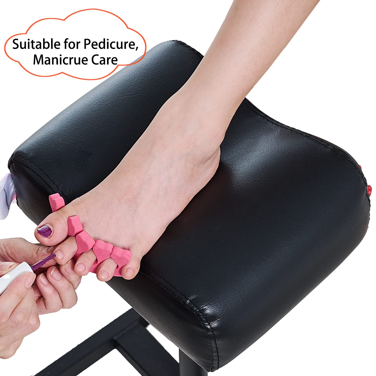 QUEESALN Pedicure Stand Foot Rest Cushion Adjustable Height Manicure Technician SPA Beauty Stand Stool with Non-Slip Legs SPA Salon Home Equipment Green