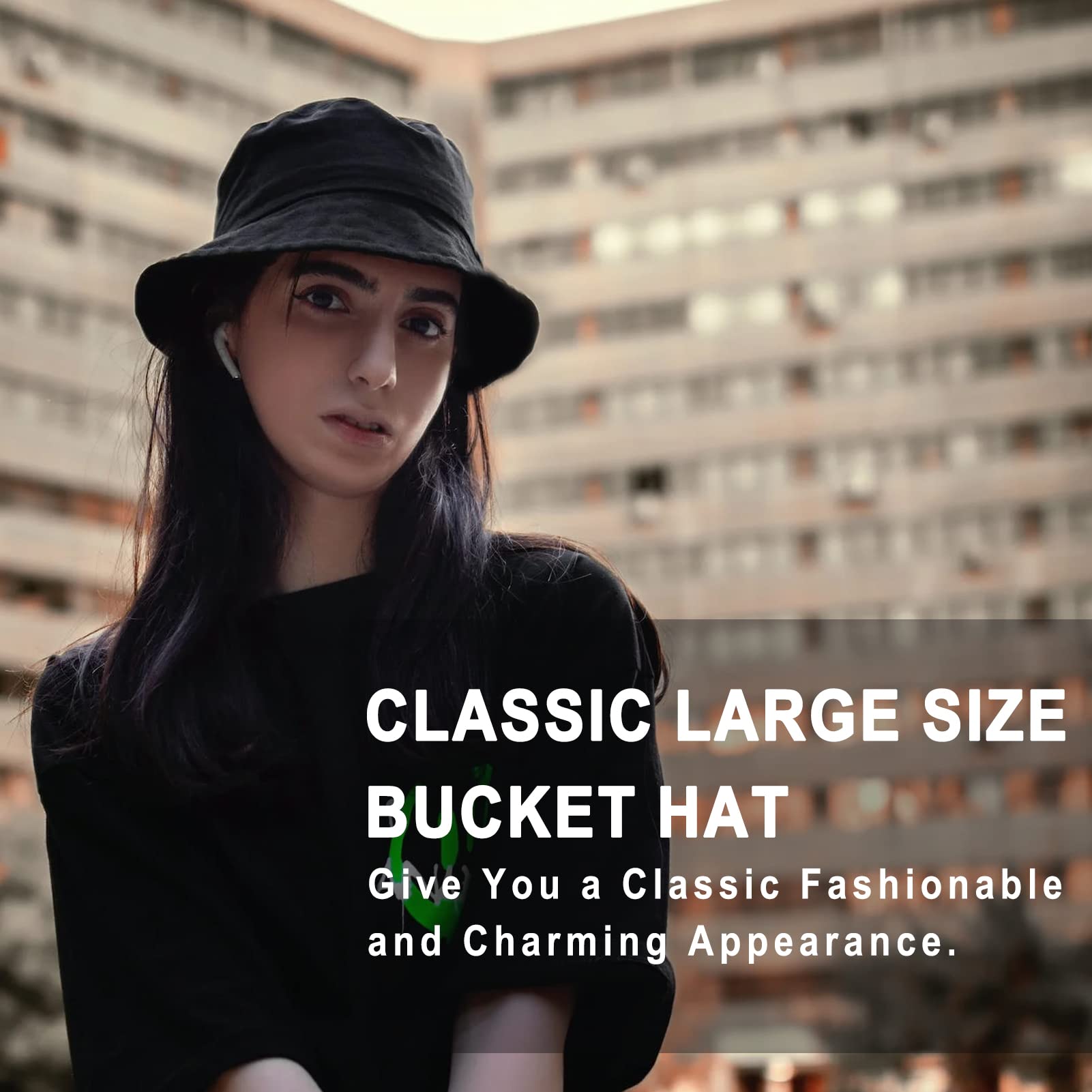 Oversize XXL Cotton Bucket Hat, Unisex Reversible Trendy Fisherman Hats, Double Side Wear Fishing Hat Summer Sun Hat