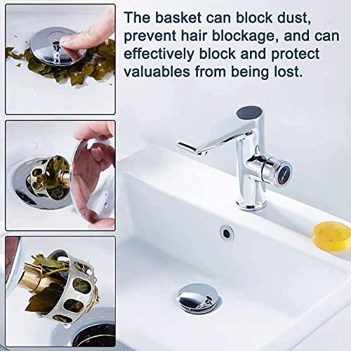 PTAbiao Basin Pop-Up Drain Filter Universal Wash Bounce Built in Anti Clogging Strainer Sink Shroom Drain Plug Strainer Cover for Kitchen Bathroom (2Pcs)
