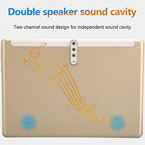 PUSOKEI Android 11 Tablet, 10.1in Calling Tablet, IPS HD Display, 10 Core 4GB RAM 64GB ROM,128GB Expand Smart Tablet with Dual Camera, 2.4G/5G WiFi, BT 5.0, 8000mAh (Gold)(Gold)