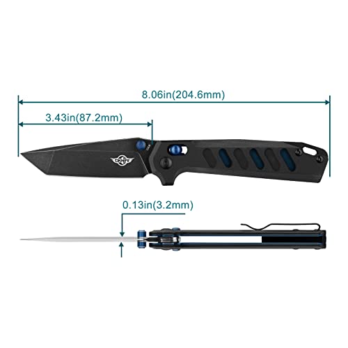 OKNIFE Rubato Pocket Knife, Tanto Style EDC Folding Knife with 154CM Stainless Blade and G10 Handle for Camping Indoor and Outdoor Activities (Black)