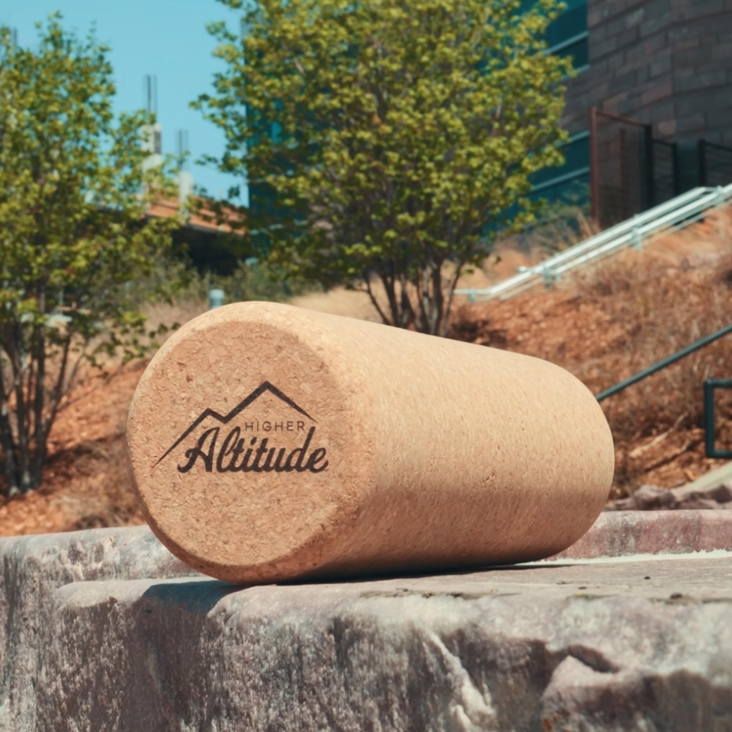 Higher Altitude Yoga Back Roller - 12 x 3.8in Full Body Cork Gym Muscle Roller for Relieving Muscle Knots and Tension