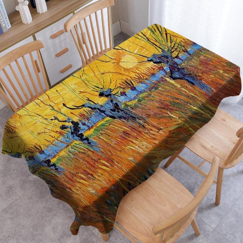 MLQL Van Gogh Oil Painting Waterproof Coffee Table Table Cover Rectangular Tablecloth Party Decoration Tablecloth Mantel A19 140x210cm