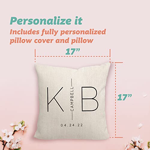 Pattern Pop - Personalized Wedding Throw Pillow - Couple Decorative Pillow - Celebrate Anniversaries and Weddings in Style - 17β x 17β Square Cover and Pillow - Monogram