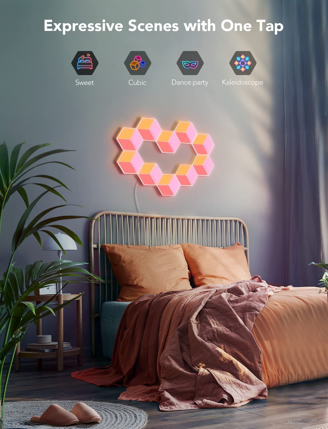 Govee Glide 3D Hexa Pro Light Panels Expansion Pack (3 Panels) with Linking Cables, only Work Hexa Pro Light Panels H6066