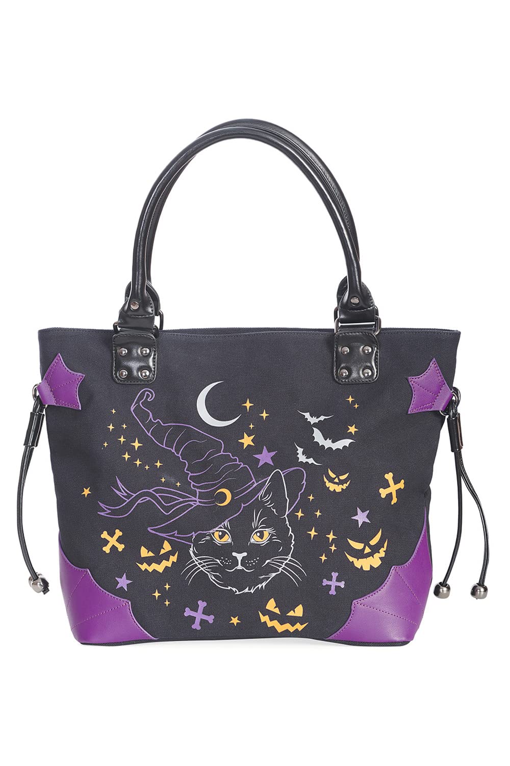 Lost Queen Women’s Halloween Handbag Black Cat Witch Spell On Me Shoulder Bag Purse