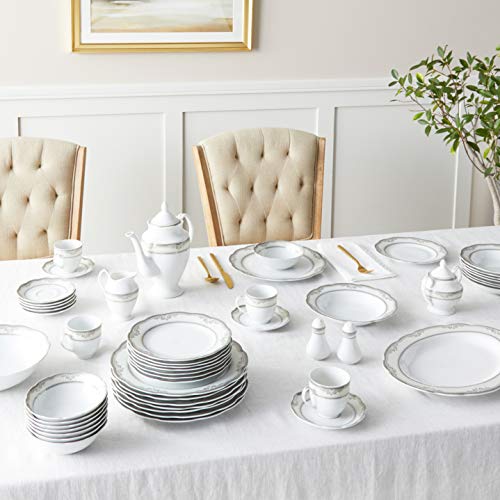 Lorenzo Import Victoria 57-Piece Wavy Porcelain Dinnerware Set